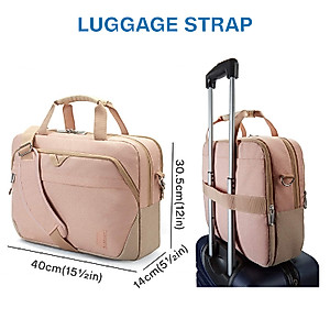 BAGSMART Laptop Bag for Women, 15.6 Inch Laptop Briefcase, Laptop Case Lockable Computer Bag, Laptop Messenger Bag for Travel Business, Pink