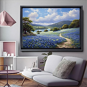 Enchanting Texas, Native Texas Hill Country Bluebonnet Landscape - Fine Art Print Mounted in a White Mat Board