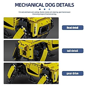 Mould King 15066 Robot Dog Building Kit, 936PCS Yellow APP RC Programmable STEM Toy, Power Module & Educational Model