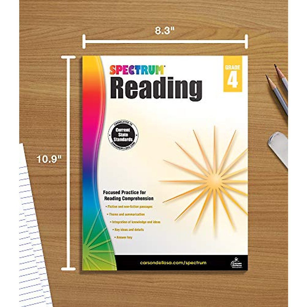 Spectrum Reading Comprehension Grade 4 Workbooks, Spectrum Grade 4 Nonfiction and Fiction Reading Comprehension, Summarizing Stories and Identifying Themes, and Critical Thinking Skills