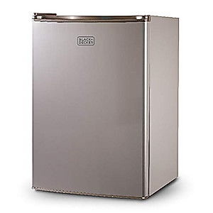 BLACK+DECKER BCRK25V Compact Refrigerator Energy Star Single Door Mini Fridge with Freezer, Cubic Feet, VCM, 2.5 cu.ft, Brushed Metal Finish