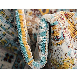 Unique Loom Baracoa Collection Area Rug - Cayo Hueso (5' 5" x 8' Rectangle, Light Blue/ Beige)