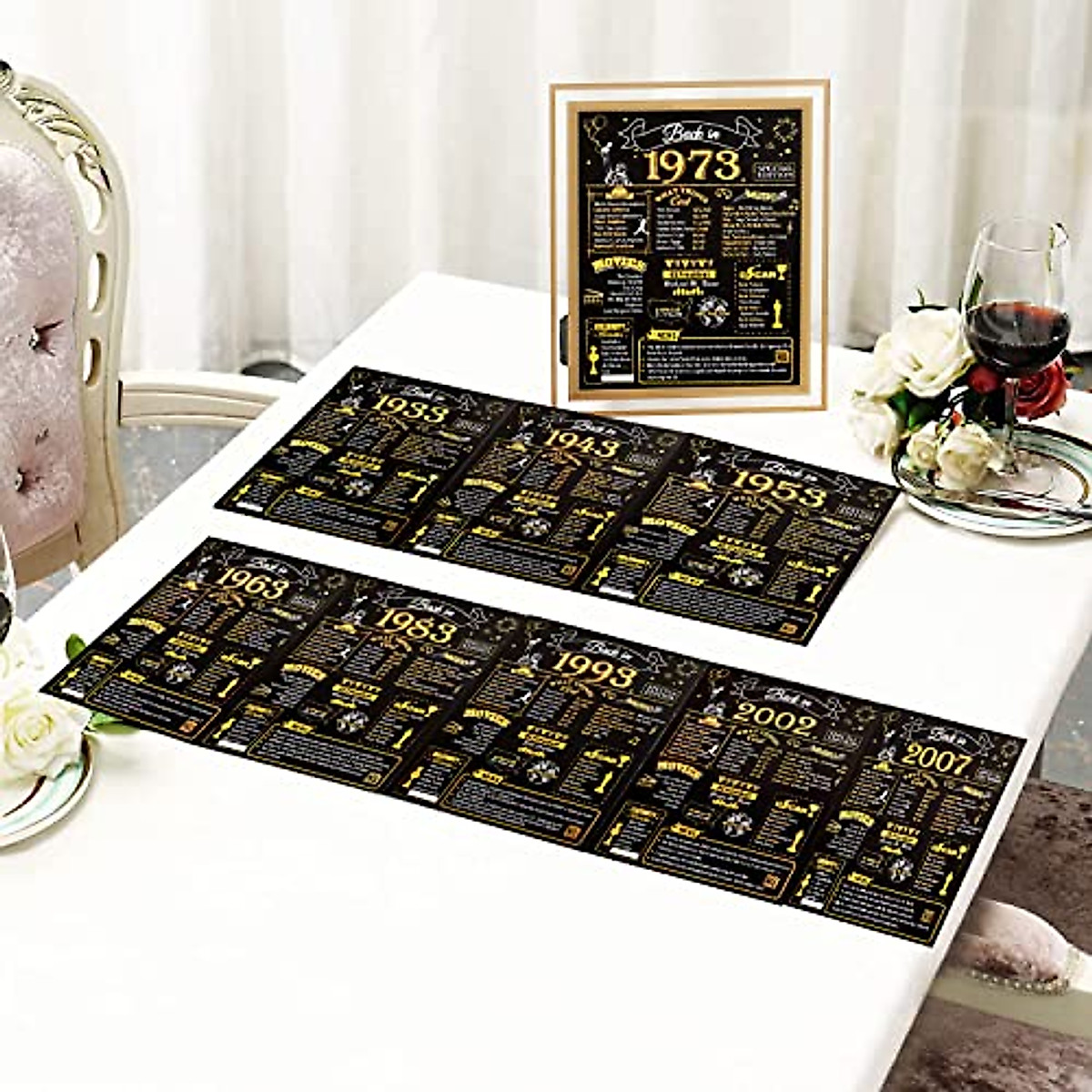 FALAMON Framed 50th Birthday Gifts for Men or Women, 8x10 Inch Birthday Decorations Anniversary Poster, 50 Year Old Birthday Card Party Supplies Gifts for Wife Husband, Back in 1973