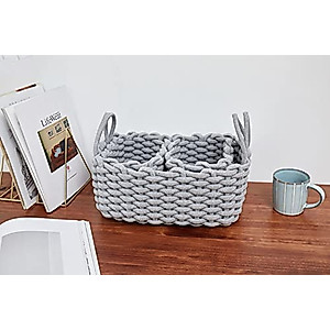 Woven Baskets, Set of 3 for Home, Office, Dorm Room, Living Room, Bedroom, Bathroom, Nursery Storage and Organization (GRAY)