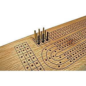 WE Games- Classic Wooden Cribbage Board Game Set- Solid Oak