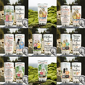 wowcugi Mom Tumbler Personalized Gift For Mom From Daughter Mother Daughter Tumblers 20oz 30oz Coffee Travel Mugwith Lid Birthday Mother's Day Christmas Presents For Moms Mommy Mothers