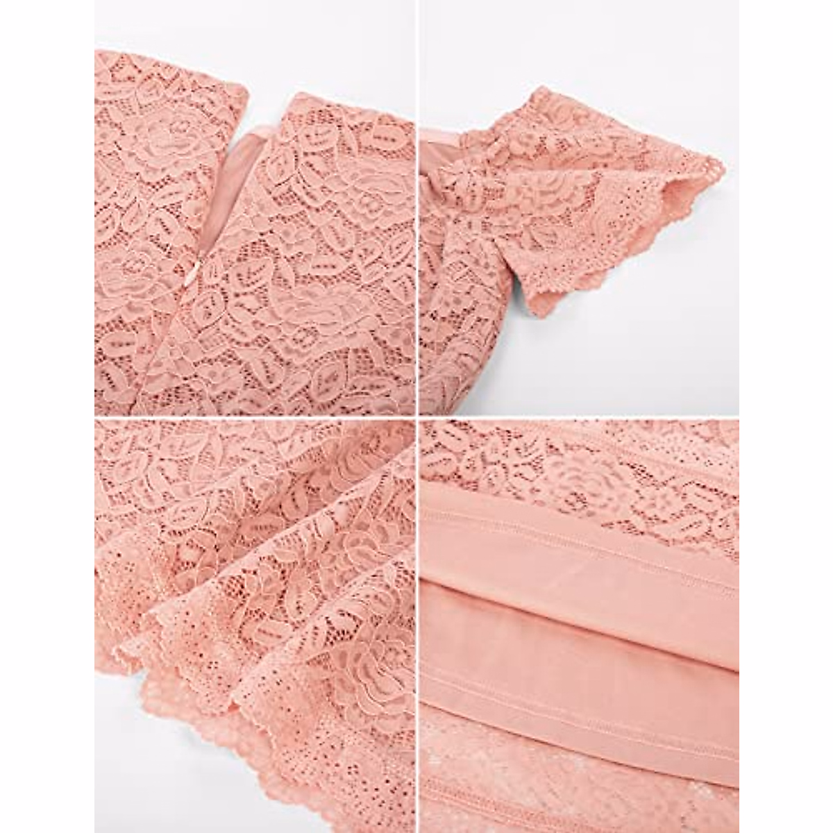 Women's Lace Cocktail Dress Off Shoulder Bridesmaid Swing Bridal Shower Formal Party Dress Pink XL