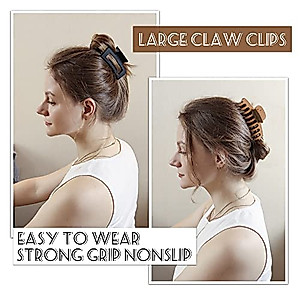 Vsiopy 6pcs 3.5 Inch Medium Large Claw Clips For Thick Hair, Big Hair Clip For Thin Hair, Girls' Hair Clips Claw, Neutral Hair Clips for Women, Matte Square Hair Claws Clips For Hair