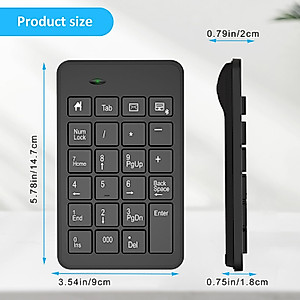 Bluetooth Number Pad with Battery, 23 Keys Wireless Numeric Keypad Upgraded Version of 10 key Keyboard Financial Accounting Numpad Compatible for Laptop, PC, Macbook, Notebook, Desktop,Surface Pro