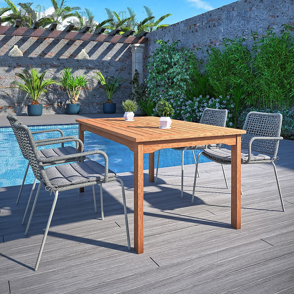 Brampton Le Mans Outdoor Set of 4 | Stacking Chairs | Perfect for Patio, Grey