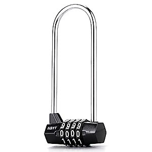 NBYT 4-Digit Combination Padlock, Door Handle Padlock, Suitable for lockers, Filing cabinets, wardrobes, Small Fences, Sheds, pet Door Locks. (4in (D3/16")) Black