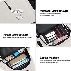 MOSISO Sling Backpack,Canvas Crossbody Hiking Daypack Bag with Anti-theft Pocket, Pearl White