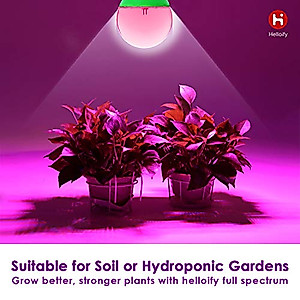 helloify A19 LED Plant Grow Light Bulb, 9W, Equivalent 100W, DIY Horticulture & Indoor Gardening, Growing Light for Indoor Plants, Flowers, Greenhouse, 2 Count, White and Red spectrum(Pink)