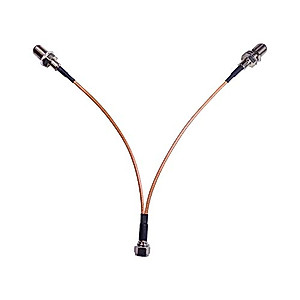 Goupchn F Type Coax Cable Splitter F Male to Dual Female 3 Way RG316 Coaxial Cable 19cm/7.5" for Cable Connection, TV, Satellite Receiver