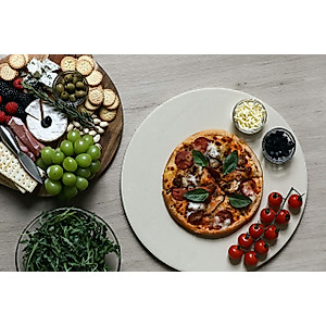 Elevkin Round Cutting Board, Acacia wood cutting board for kitchen, Charcuterie Boards and Cheese Serving Platter for Meat, Bread and Crackers, Deviled Egg Plates & Pizza Peel for Party, 12 x 16 inch