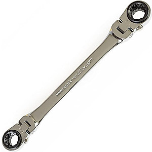 Rauckman Utility Products BugWrench, 4-in-1 Double Ended Reverse Ratcheting Box Wrench - 1/2”& 5/8” x 9/16”& 3/4”- Heavy Duty Forged Flex Head - Combination Wrench