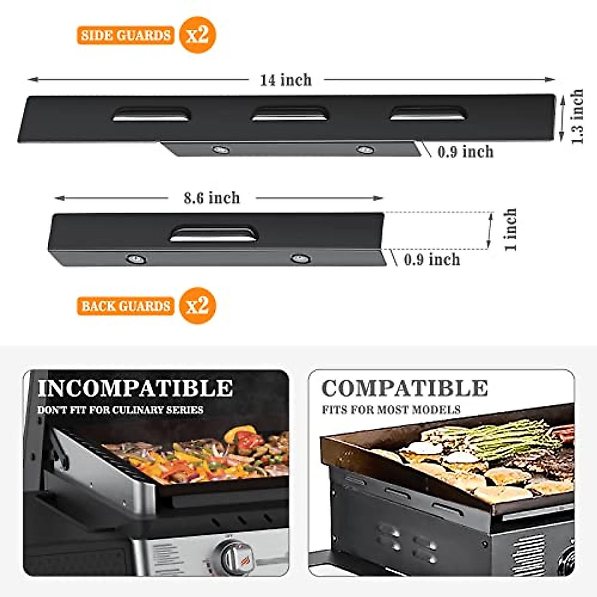 Grisun Wind Guards for Blackstone 22 inch Griddle, Powder Coated Steel Magnetic Wind Shields for Holding Heat, Grill Accessories for Blackstone, Compatiable with Side Shelf, Rear Grease Cup and Hood