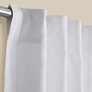 Farmhouse Cotton Duck Curtains 50x108 inch White Textured Slub, 108 Inch Cotton Curtains 16'sx8's, Tab top Curtains for Living Room, White Cotton Curtains, White Panel Curtain Set of 2