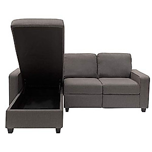 Serta Palisades Reclining Sectional Sofa with Left Storage Chaise, Small Couch with Built-In Storage, Low-Maintenance & Family-Friendly Fabric, Gray