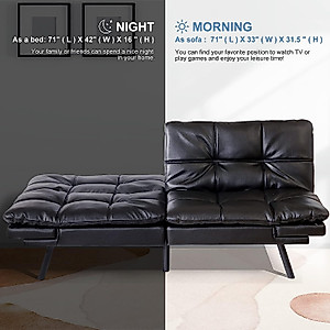 Anwick Futon Sofa Bed with Adjustable Armrests, Lounge Memory Foam Sleeper Couch, Convertible Loveseat Daybed for Modern Office, Apartment, Compact Living Room