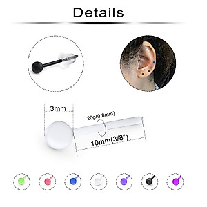 Ftovosyo Invisible Plastic Earring Posts Clear Ear Hole Retainer Hoop Earring Studs Clear Ear Spacers Piercing Jewelry for Men Women Kids Sports Work, Silicone Rubber Backs Earnuts