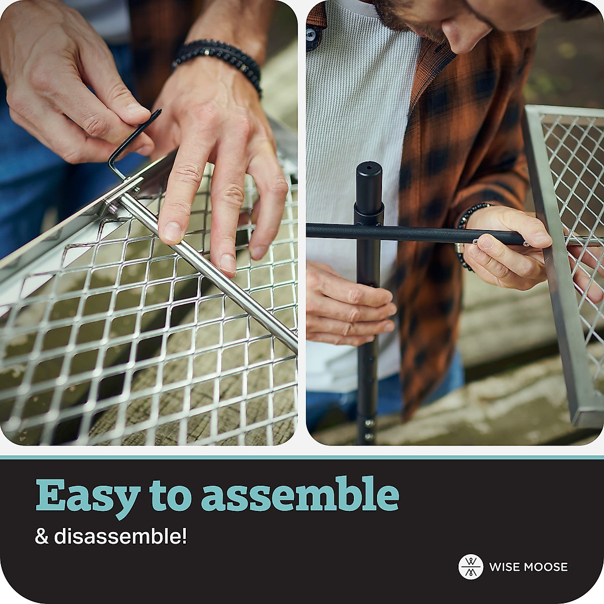 WISE MOOSE Campfire Grill Grate Over Fire Pit - Fire Pit Grill Grate Over Fire Pit, Campfire Cooking Grate, Campfire Grill Adjustable, Firepit Grill Rack Tripod, Campfire Grate Over Fire Pit Camp Fire