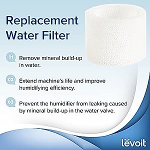 LEVOIT 10-Pack Humidifier Replacement Filters, Capture Fine Particles in Water Tank to Improve Humidification Efficiency, Compatible with Dual150, Dual200S, Classic300(S), LV600S, OasisMist, White