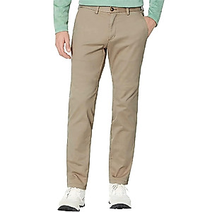 Mens Classic Fit Khaki Casual Chino Pants Whit Hidden Comfort Waistband(WKQ32L42)