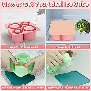 Ice Mold for Stanley Cup 40 oz 30 oz Tumbler, Silicone Ice Cube Tray with Lid for Freezer, Ice Drink, Juice, Whiskey, Cocktail, 4 Pcs Cylinder Ice Ring for Stanley Cup Accessories