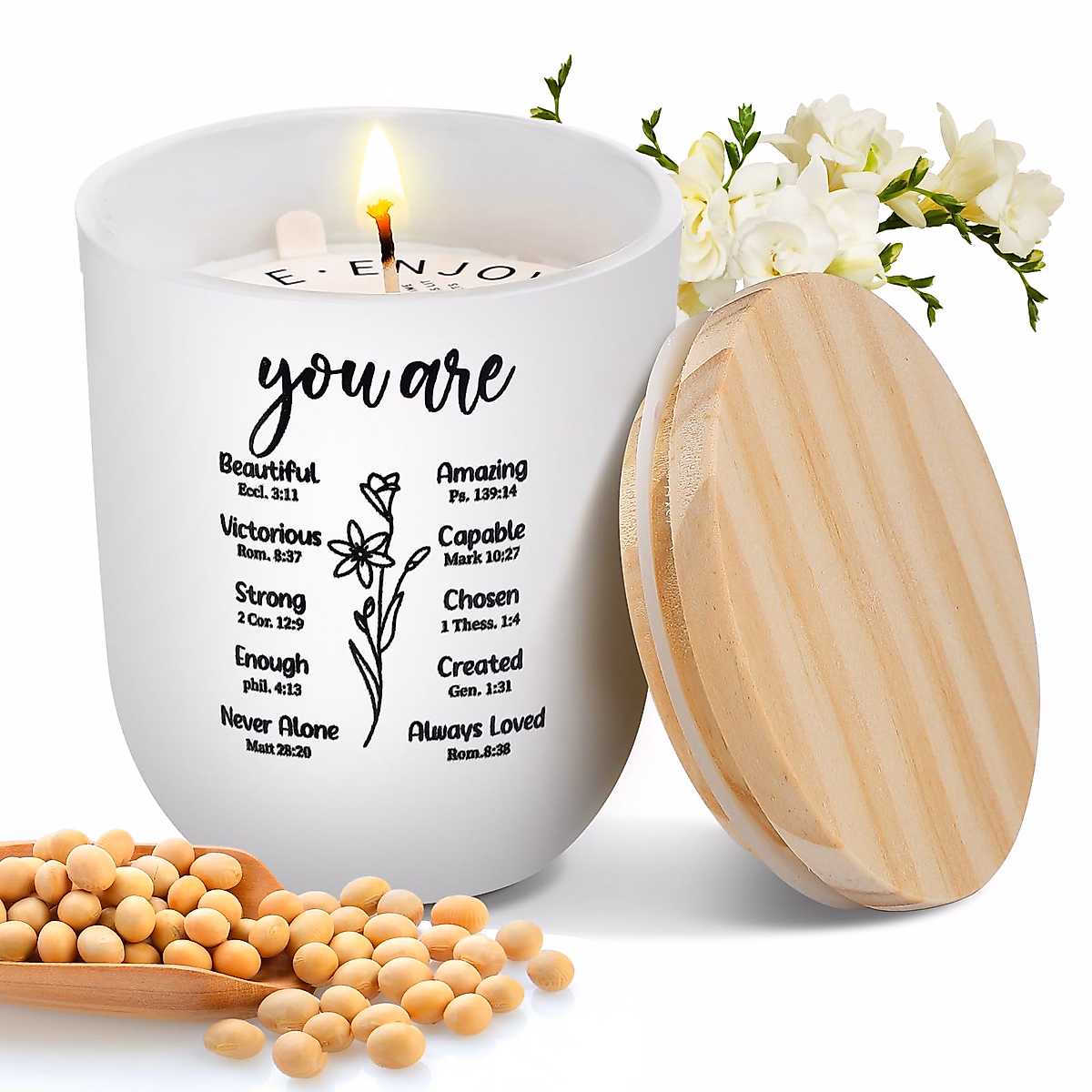 Norme Religious Candles Catholic Gifts for Christian Women Jesus Prayer Spiritual Candles 7 oz Scented Jar Bible Candle Stephanie Positive Saying Candle for Mom Friend Teacher Nurse Gifts(Cute Style)