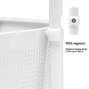 Rotating Kitchen Storage Rack 5 Tier Round Metal Baskets on Wheels Floor-Standing Fruit and Vegetable Storage Basket Household Storage Rack for Bathroom Kitchen Living Room, White