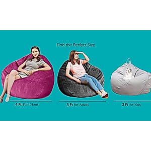 3 Ft Bean Bag Chair: Memory Foam Filled Bean Bag Chairs, Ultra Supportive Stuffed Bean Bag with Ultra Soft Corduroy Cover, Dark Blue for Kids, Adults