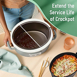 iArtker Silicone Slow Cooker Liner fit 7-8 Quart, Thickened Foldable Crockpot Liners Oval Crock-Pot, Reusable Leakproof Crock Pot Liner BPA Free Dishwasher Safe