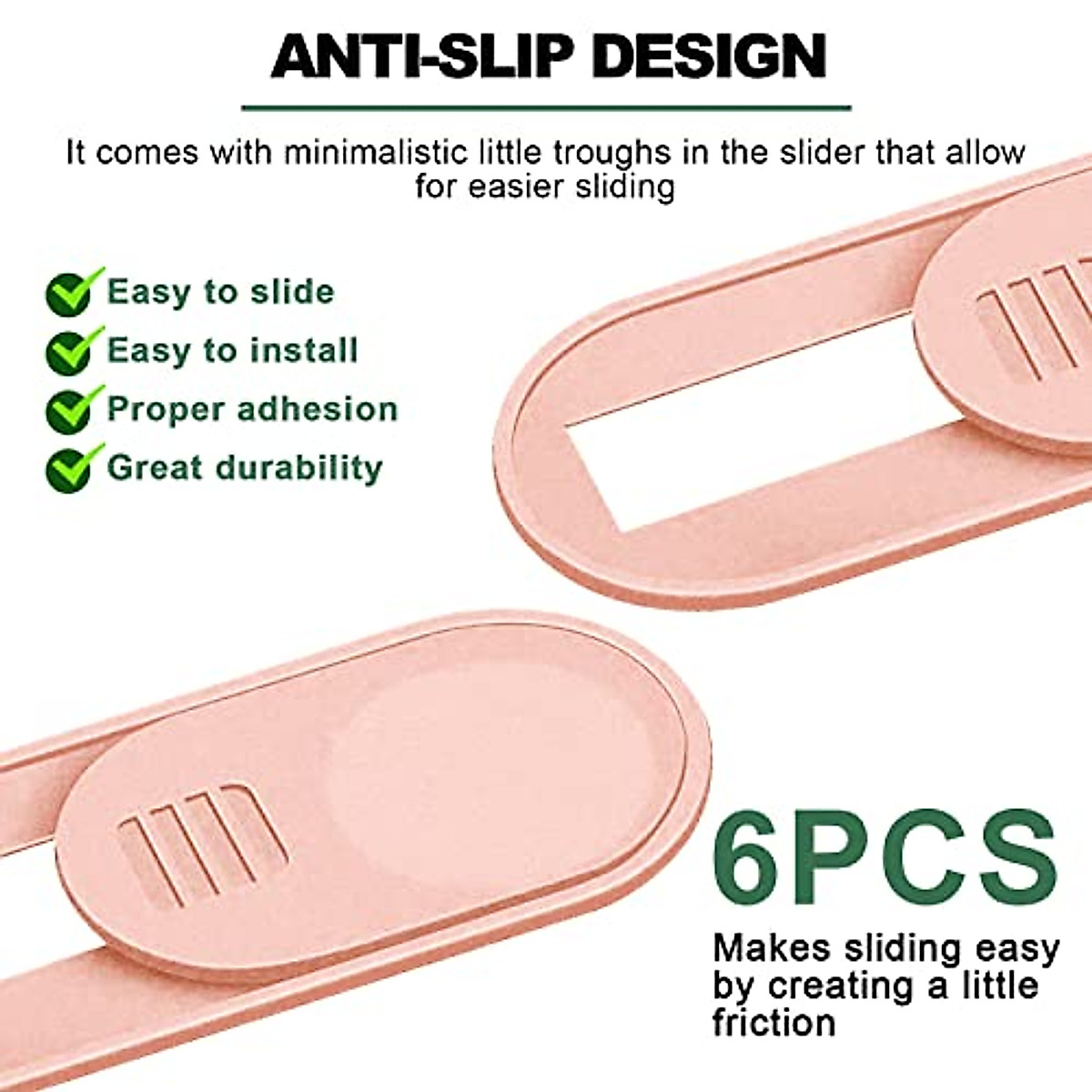 ONKENTET 6PCS Webcam Cover Slide Compatible with Tesla Model 3 Y X S 2017-2023 Accessories Car Camera Cellphone Laptop Privacy Covers Slide Frosted Interior Cabin Front Camera Thin Cover (Rose Gold)