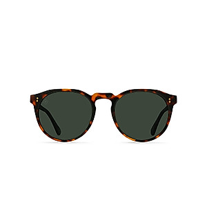 RAEN Ð Remmy Ð Unisex Retro Round Sunglasses UV Protection - Huru / Green Polarized Lens (Size 49 MM)
