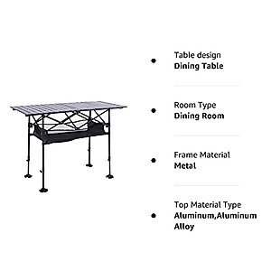ALPHA CAMP Camping Table Outdoor Portable Table with Storage Adjustable Aluminum Table for Grill Travel Table Outdoor Picnic,Beach,BBQ,Backyards