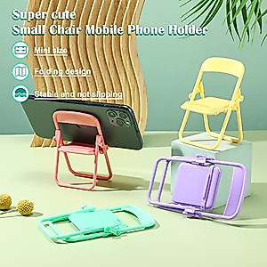8 Pieces Mini Chair Shape Cell Phone Stand Foldable Universal Candy Color Mobile Phone Holder Multi Angle Cradle for Desk Tablet Phone Multi Functions Convenient Phone Stand