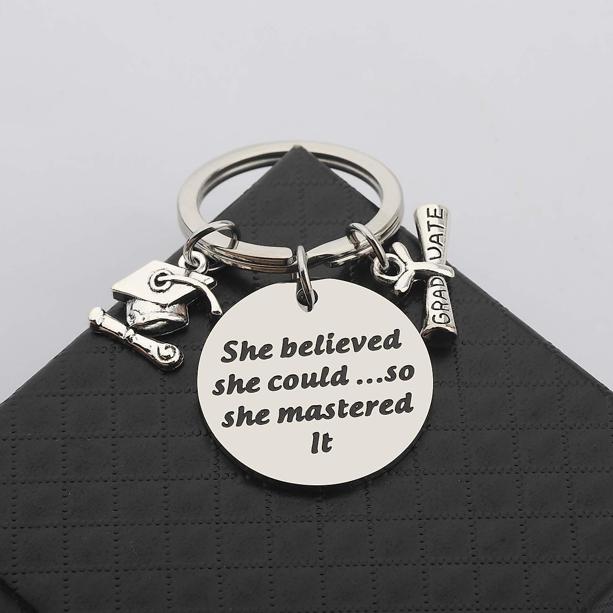 HOLLP She Believed She Could So She Mastered It Keyring Graduation Jewelry Inspirational Gift for Women Girl Sister Mother Friend (Keyring)