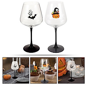 GANAZONO 2pcs Halloween Glass Cups Halloween Wine Goblet Halloween Cocktail Accessories Pudding Cups Halloween Drinking Glasses Halloween Wine Glasses Drinks Goblet Bat Style Water Cup