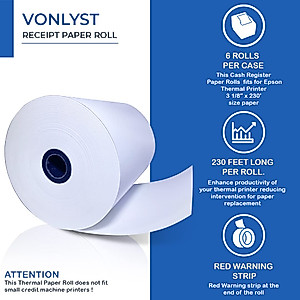 Vonlyst 3 1/8 x 230 Thermal Paper Receipt Roll for Epson Printer (Pack 12 rolls)