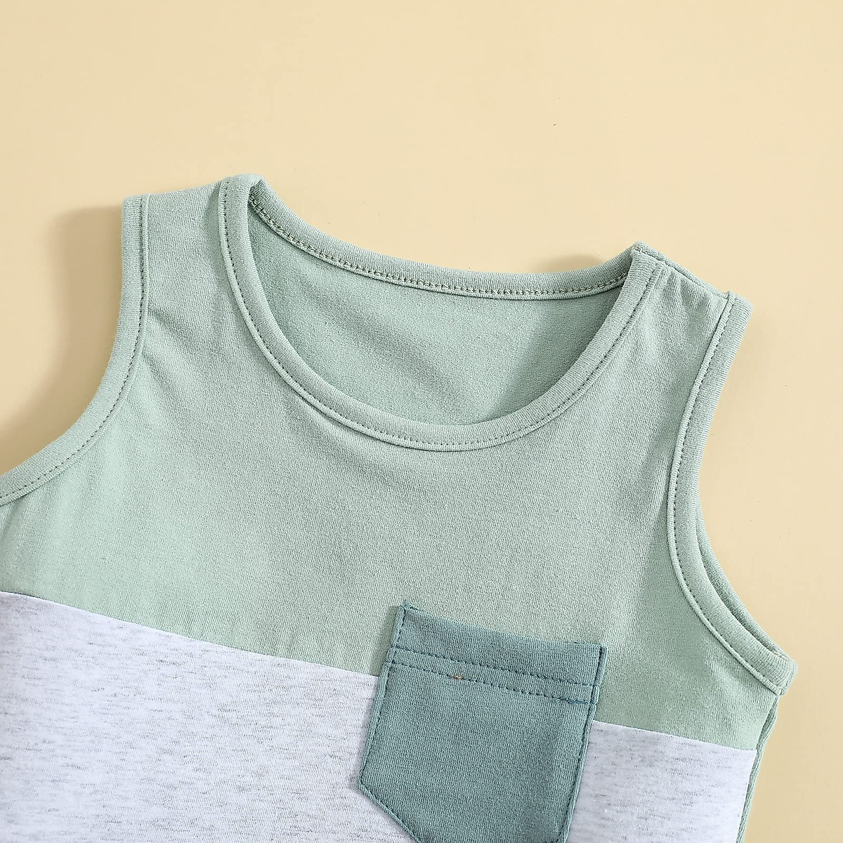 Karesoull Baby Boy Summer Clothes Patchwork Tops Sleeveless T-Shirt Infant Solid Shorts Outfit Toddler Boy Clothe Set (Patchwork Blue, 2-3T)