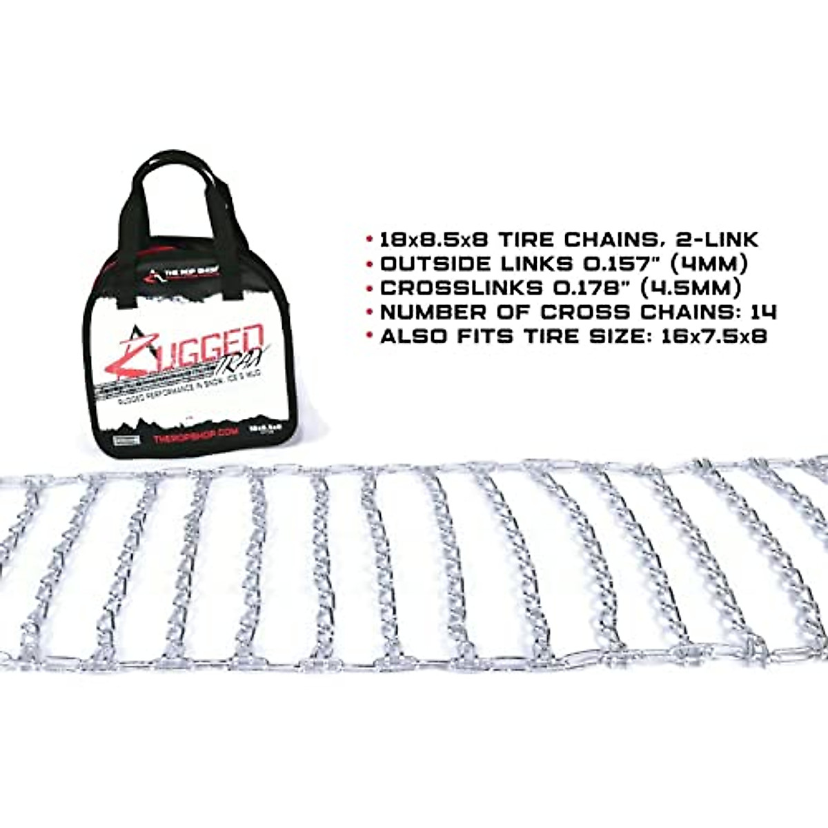 The ROP Shop | Pair of 2 Link Tire Chains 18x8.5x8 for John Deere Lawn Mower & Garden Tractor