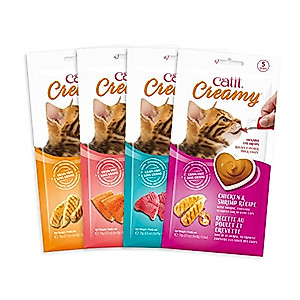 Catit Creamy Lickable Cat Treat – Hydrating and Healthy Treat for Cats of All Ages - Salmon, 5-Pack