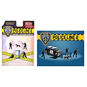 Police Line 2" 6 pc Diecast Set (4 Police Figures, 1 Dog Figure and 1 Accessory) Ltd Ed to 4800 pcs for 1/64 Scale Models by American Diorama 76497