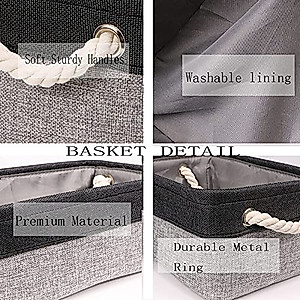 Bidtakay Baskets Set Fabric Storage Bins-Black&Grey Bundled Baskets of 3 Medium Baskets 15" X 11" X 9.5" + 6 Small Baskets 11.8" X 7.8" X 5"