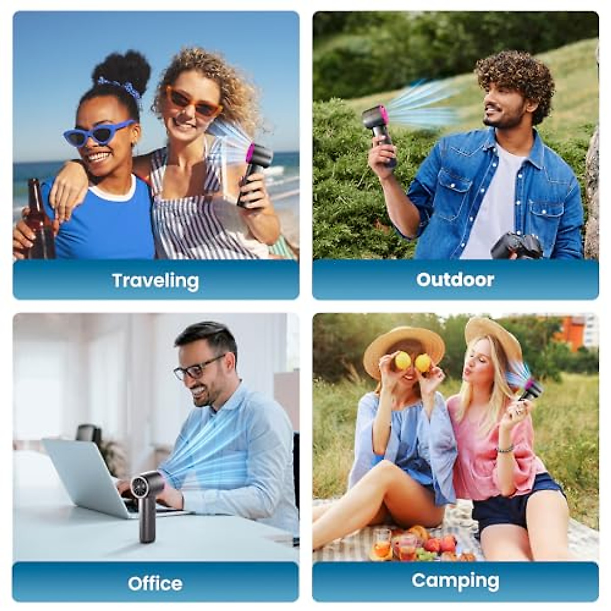 BURLAN Handheld Fan [Quickly Cooling Down], Small Portable Fan, Battery Operated Fan [13-30 Working Hours], Rechargeable Mini Fan with USB, Pocket Hand Fans for Makeup, Travel Camping outdoor (Black)