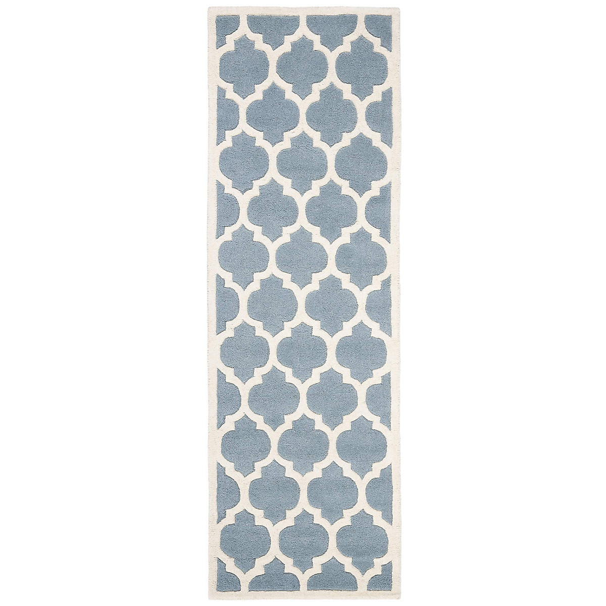 SAFAVIEH Chatham Collection 2'3" x 9' Blue/Ivory CHT734B Handmade Geometric Premium Wool Runner Rug