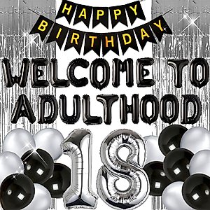 Welcome To Adulting 18th Birthday Banner 18th Birthday Banner Happy 18th Birthday Party Decorations 18 Years Party Supplies Sign for Girls Boys
