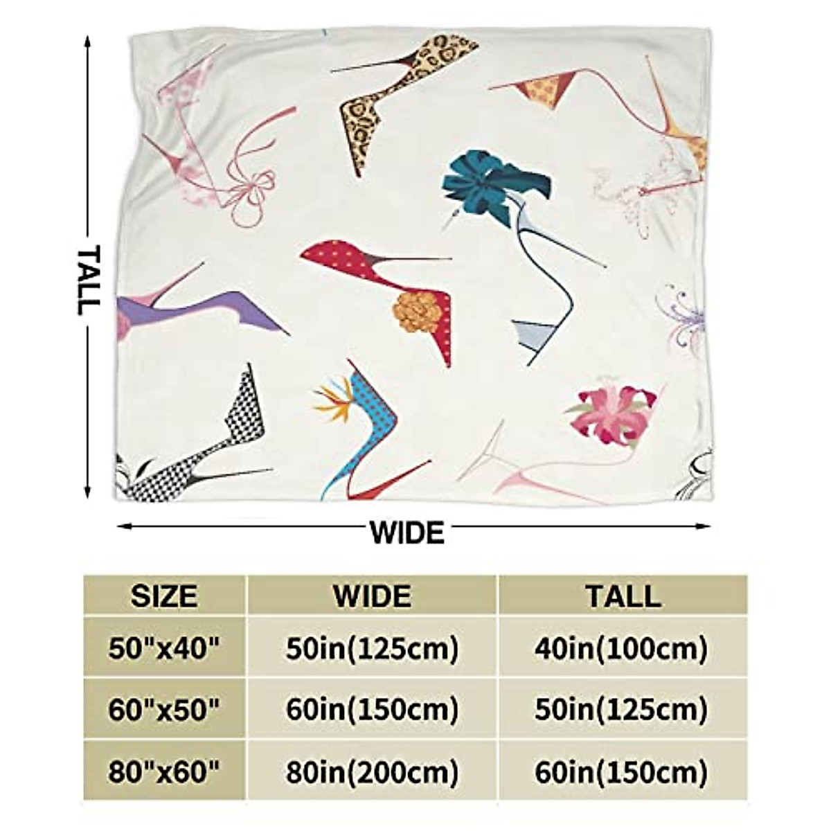 Ultra Soft Throw Blanket,Shoe High Heels Stiletto Luxury Flower Ribbon Women Pump Silhouette,Cozy Warm Flannel Fleece Blankets Lightweight Bedding Throws for Bed Couch Sofa Chair Home Decor 60"x50"