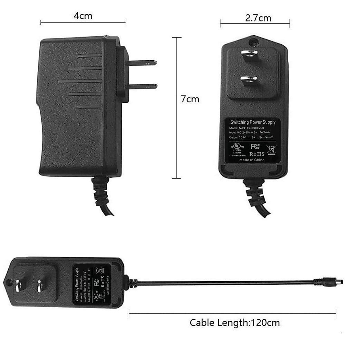 BOLWEO Universal 5v 2a Power Supply Adapter,AC to DC Adapter with 7 Tips Connector DC Plugs Adapter for TV Box, Security Camera, LED Strip Lights, Audio/Video and More 5v Household Electronic Devices